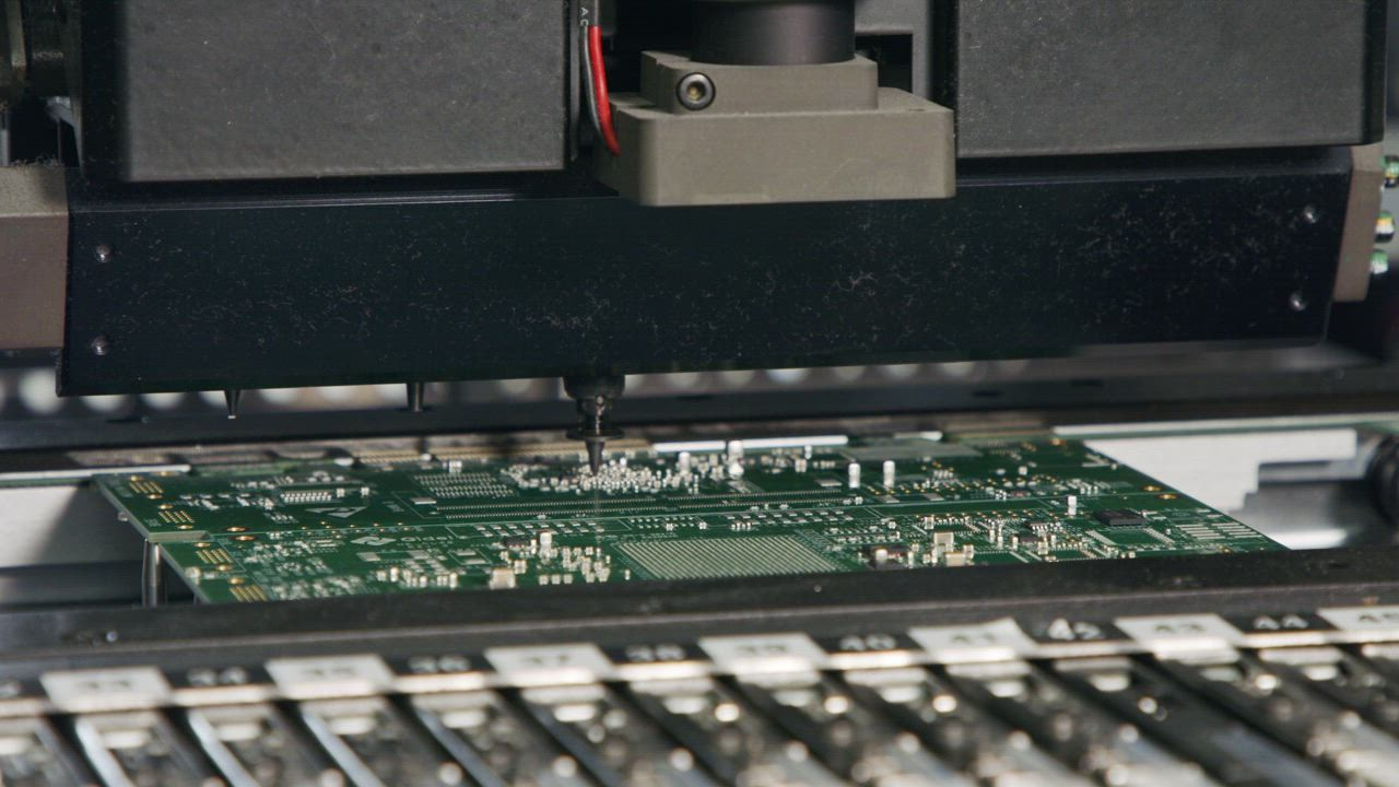 Machine placing circuit boards components - Free Stock Video
