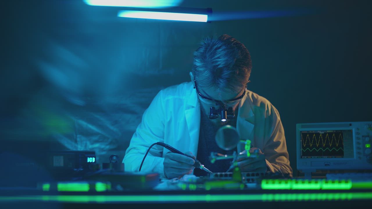 Technical engineer working with a microcircuit - Free Stock Video