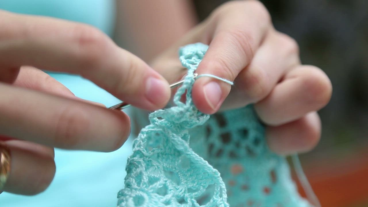 Close up of a woman crochet - Free Stock Video