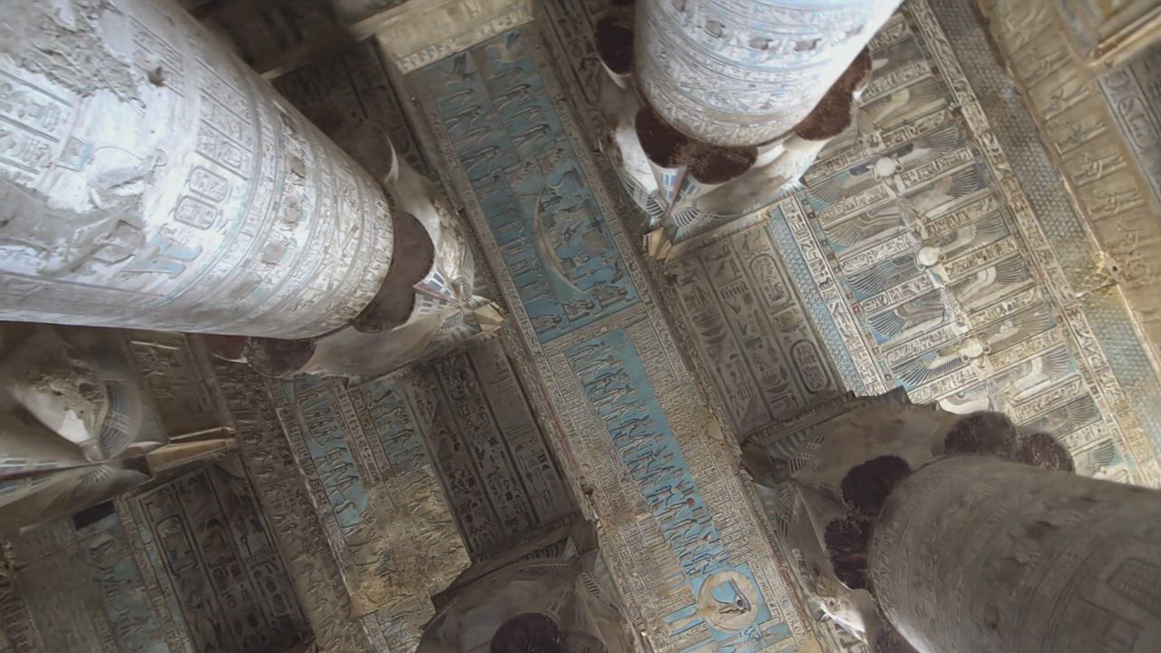 The impressive roof of a great Egyptian temple - Free Stock Video