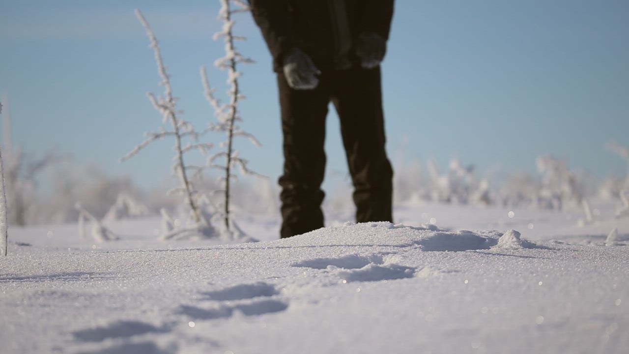 Trudging through the snow - Free Stock Video