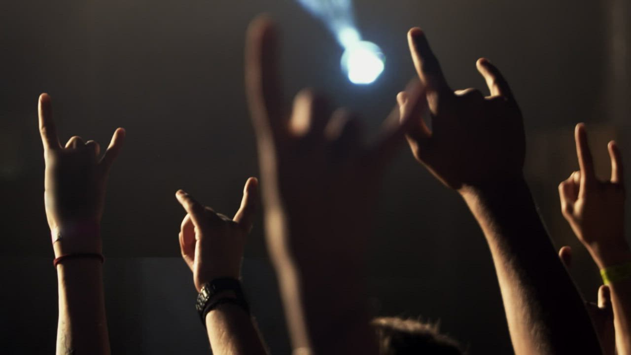 Crowd cheering at a rock concert - Free Stock Video
