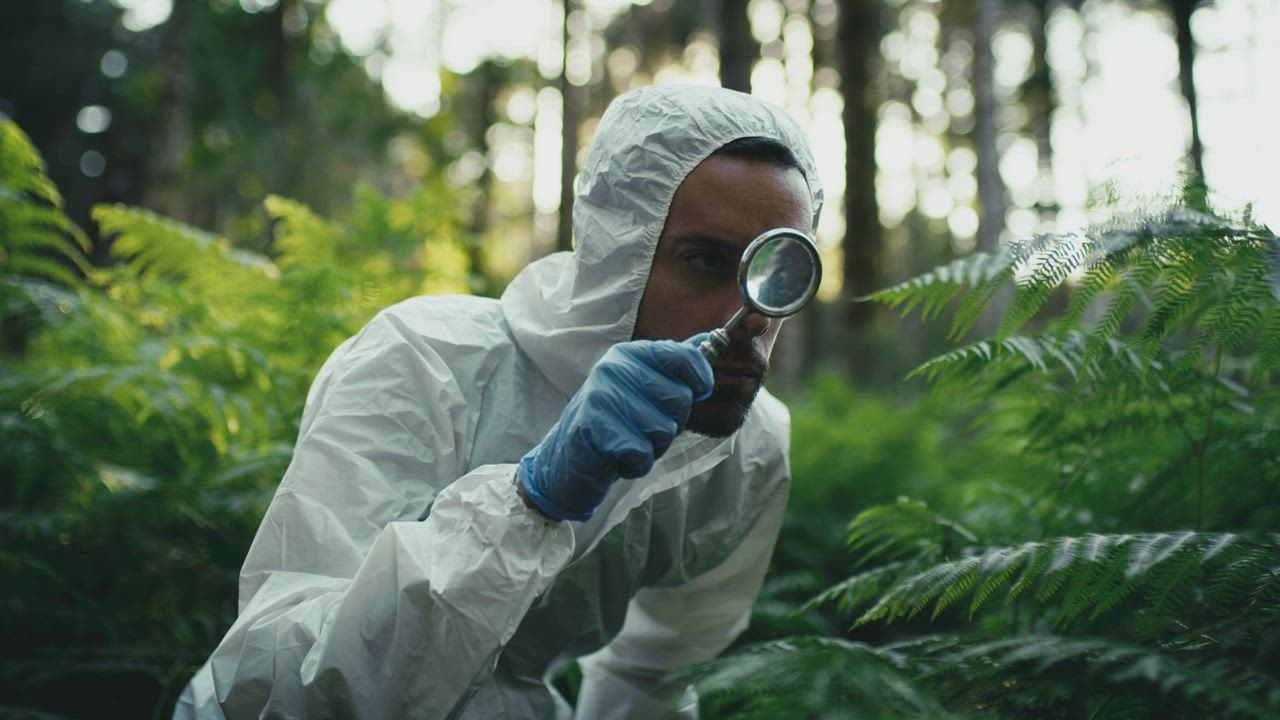 Botanical biologist makes observations in the forest - Free Stock Video