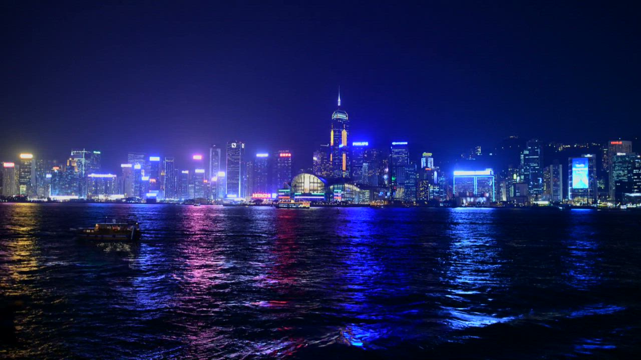 Time lapse of beautiful city lights at night - Free Stock Video