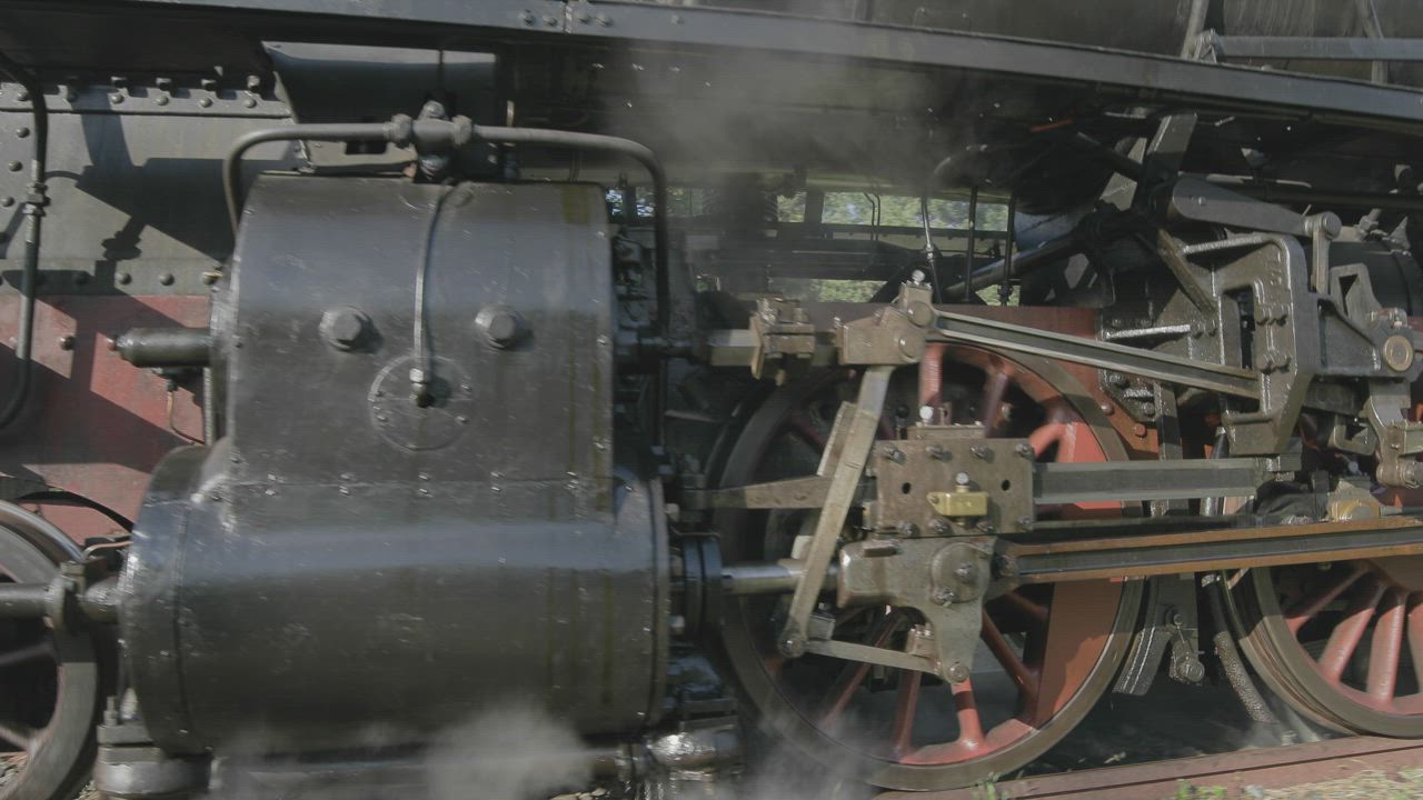Steam train wheels in motion - Free Stock Video