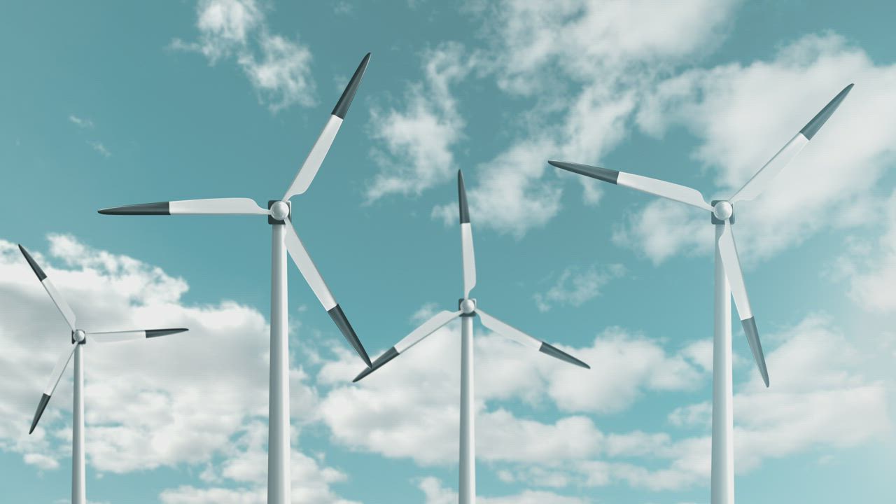 Slow wind turbines background - Free Stock Video