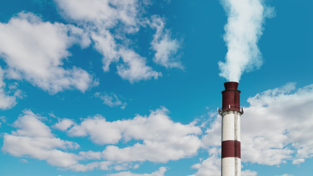 Industrial factory chimney with emissions - Free Stock Video