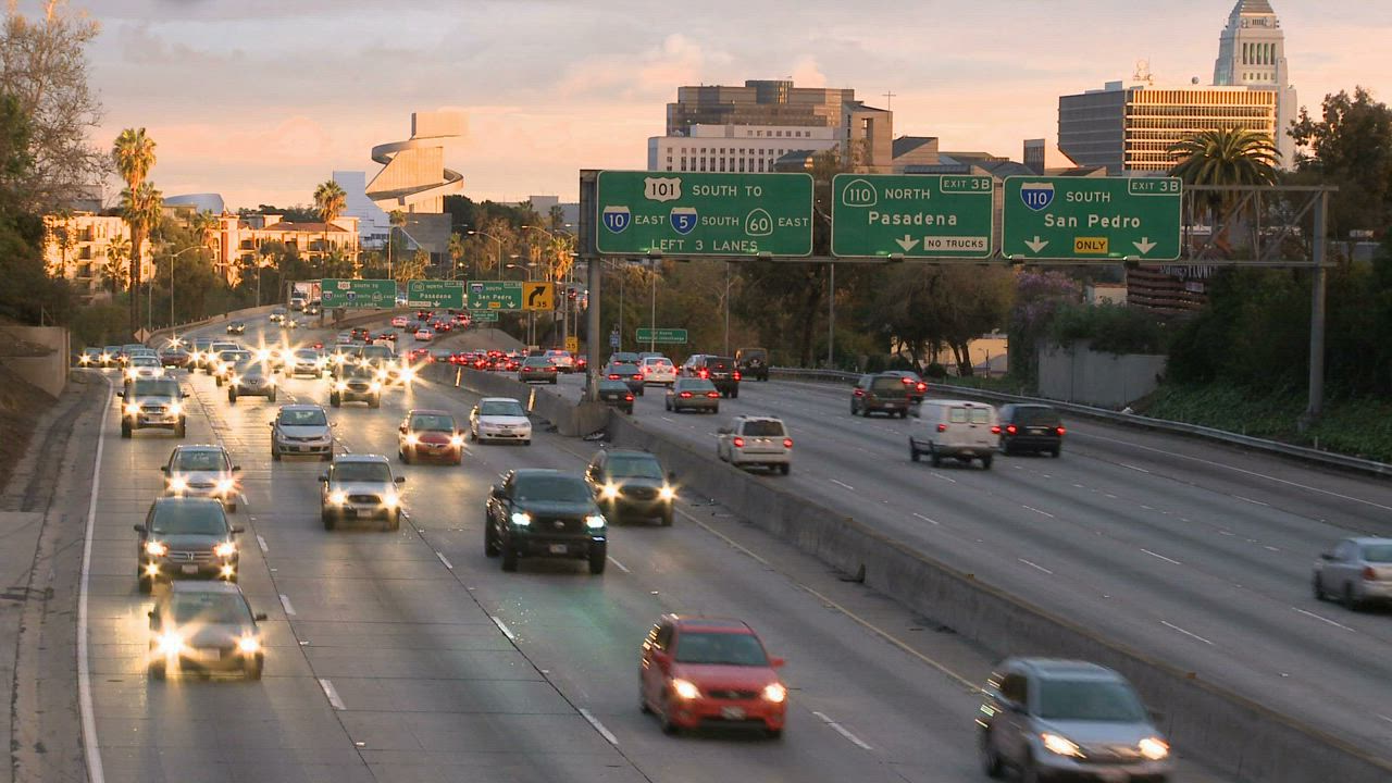 Heavy traffic on a Freeway in LA - Free Stock Video