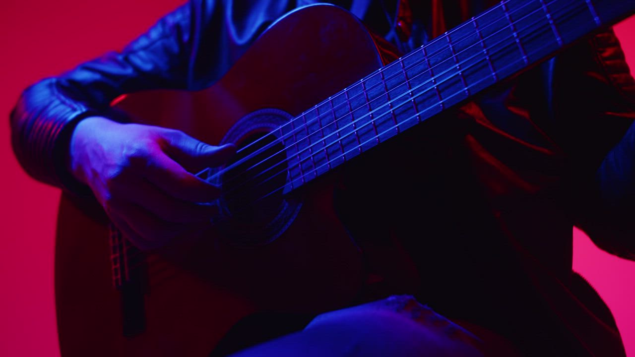 Artistic shot of a guitarist playing the guitar with lights - Free ...