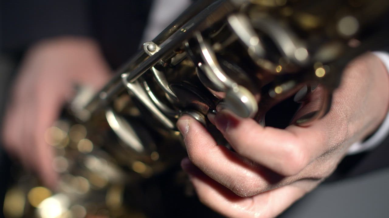 Close up of a saxophone being played - Free Stock Video