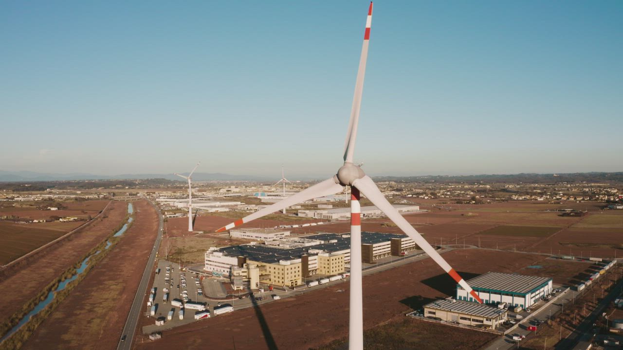 Overview of a wind power plant - Free Stock Video