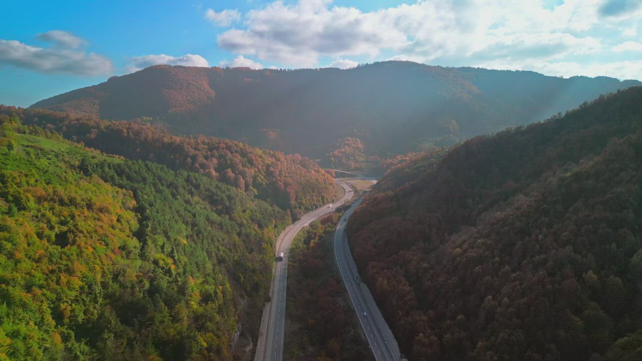 Drone view of a long road - Free Stock Video