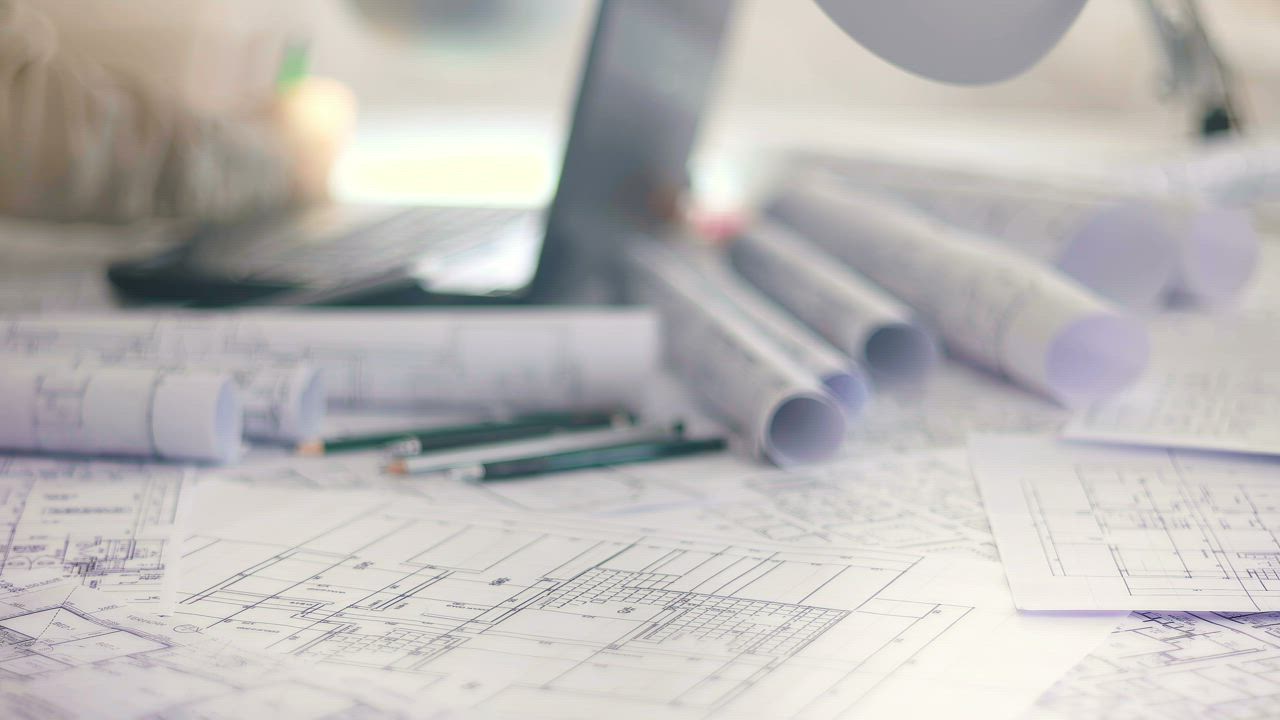 Architectural plans on the table - Free Stock Video