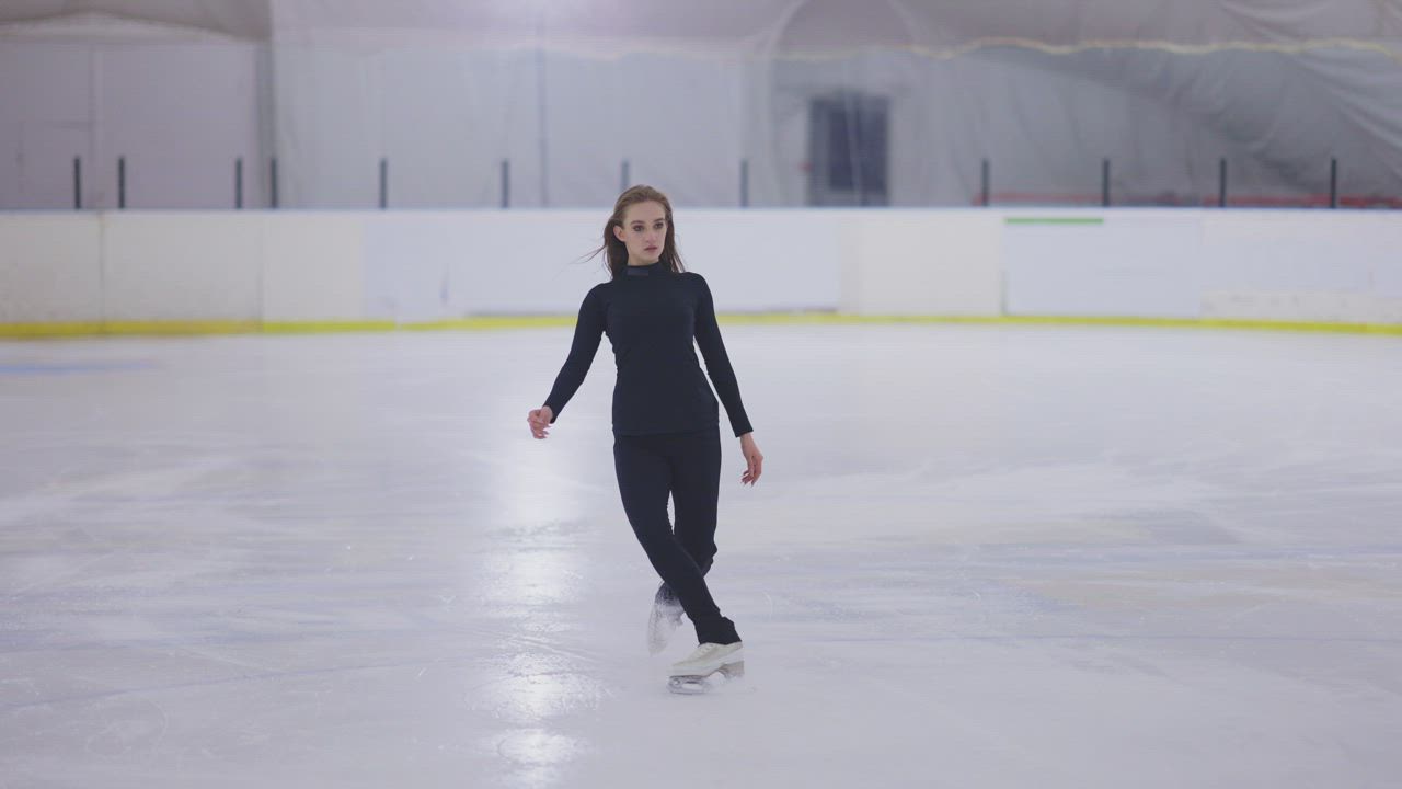 Figure skating girl practicing the landing - Free Stock Video