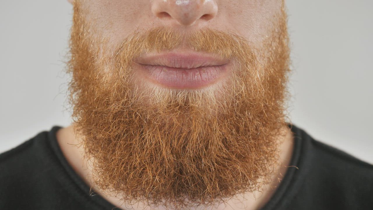 Red-haired man with a beard smiling - Free Stock Video