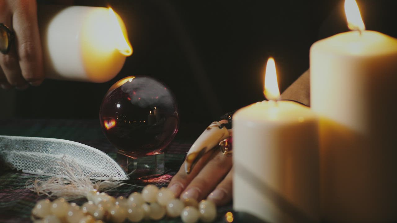 Mystic ritual being performed with candles - Free Stock Video