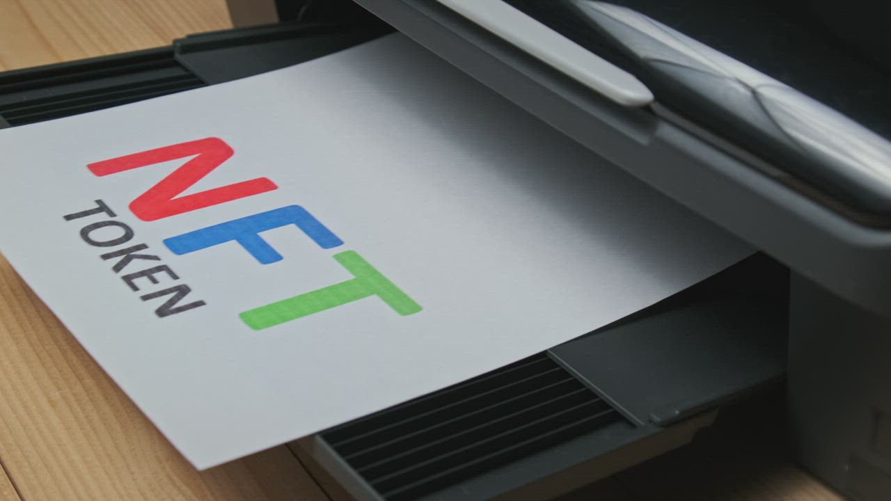 NFT Token Printing Inscription on a printer - Free Stock Video