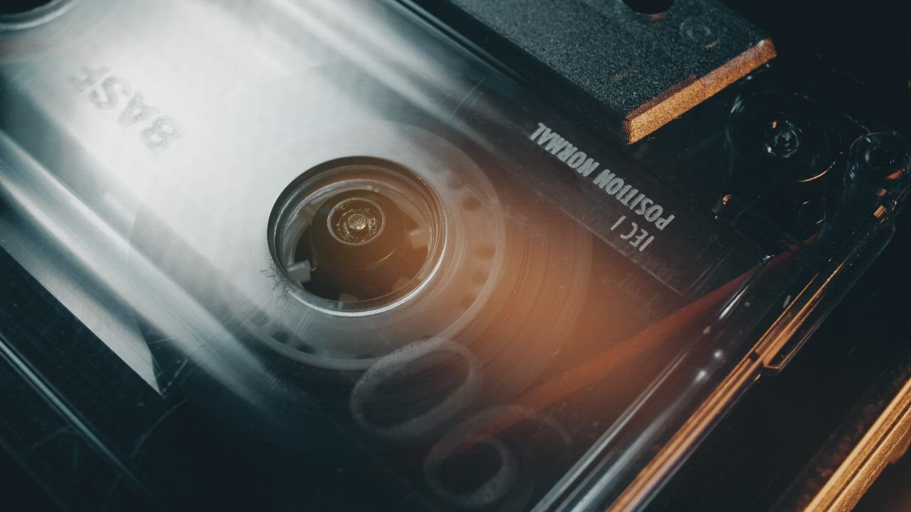 Close up of an audio cassette playing - Free Stock Video