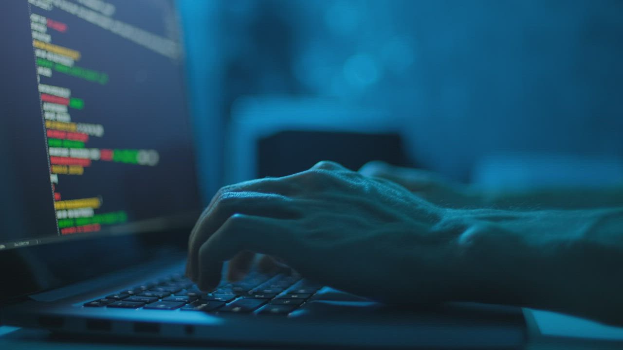 Hacker Writing Code On Laptop Free Stock Video