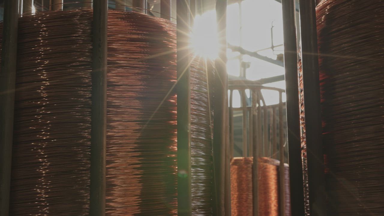 Giant wire reels in manufacturing plant - Free Stock Video