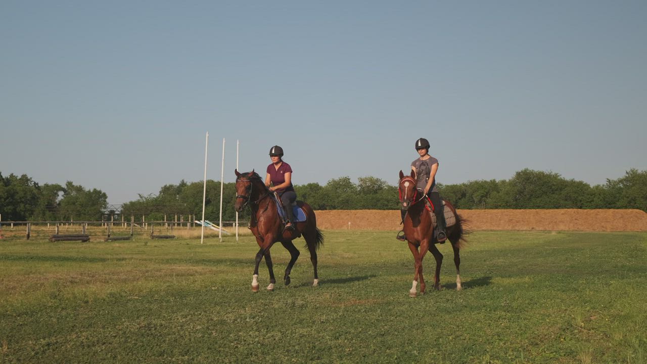 Two young riders training for competition - Free Stock Video