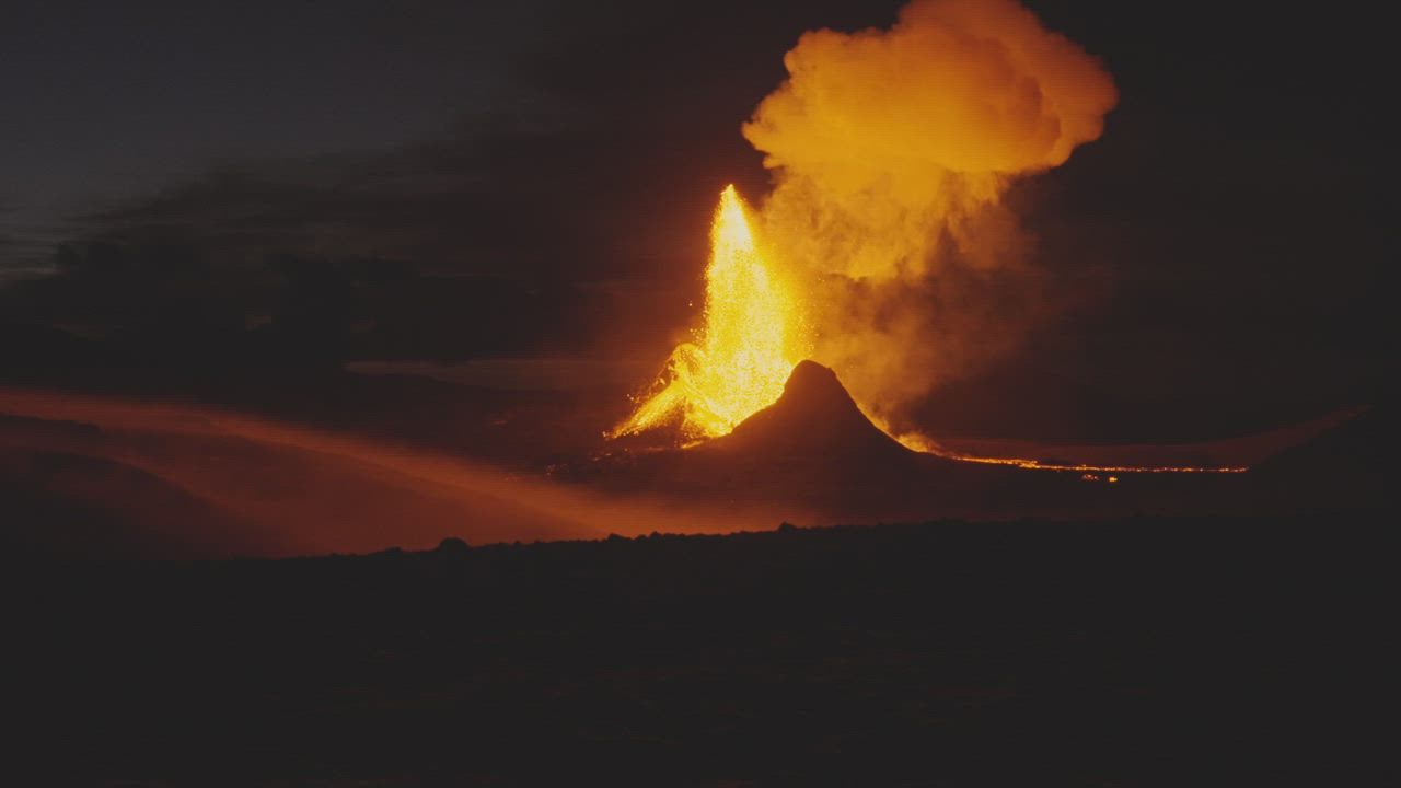 Great view of a volcano during eruption - Free Stock Video