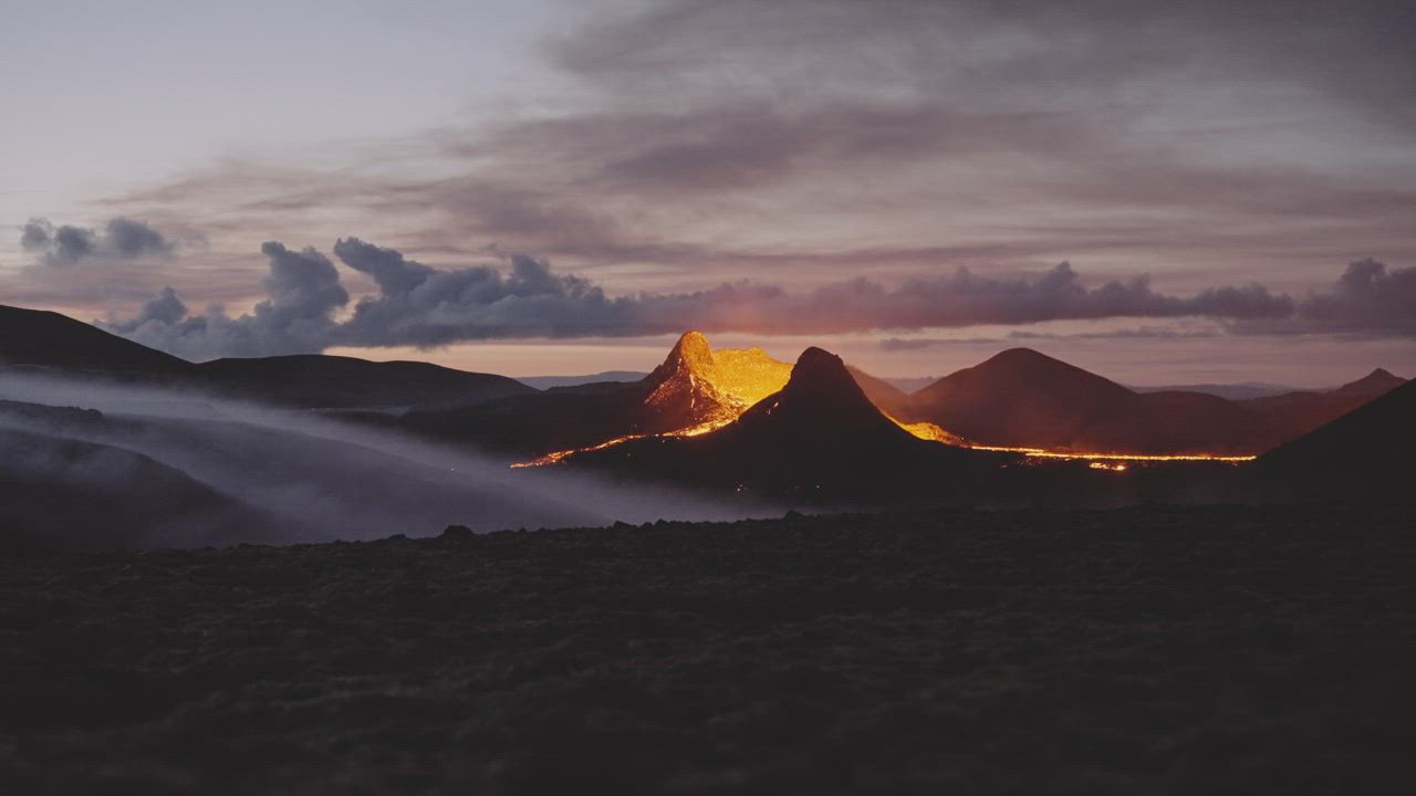 Landscape of a calmed volcano after eruption - Free Stock Video