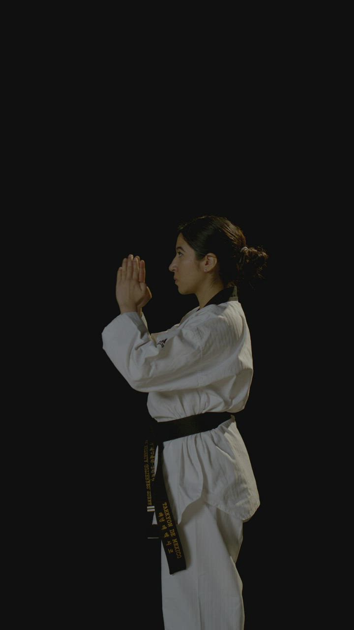 Vertical video of a young karateka woman - Free Stock Video
