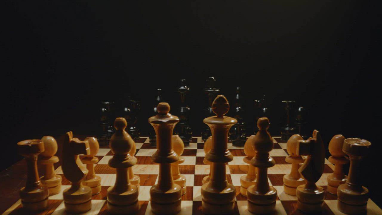 Wooden chess board in a close up view - Free Stock Video