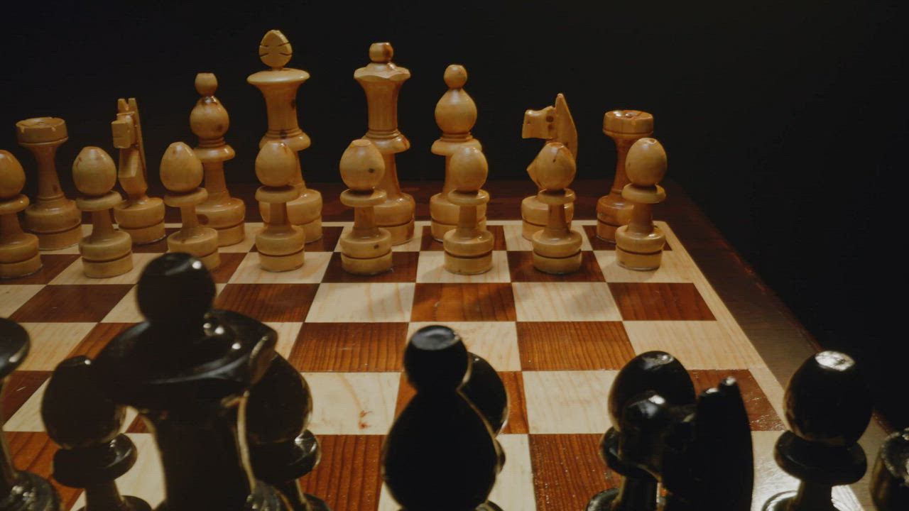 Side by side close view of a wooden chess - Free Stock Video