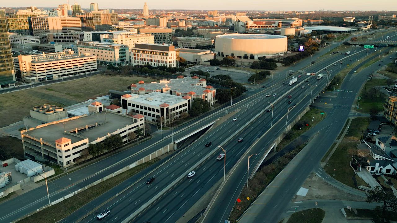 Aerial shot to a big highway in a city - Free Stock Video