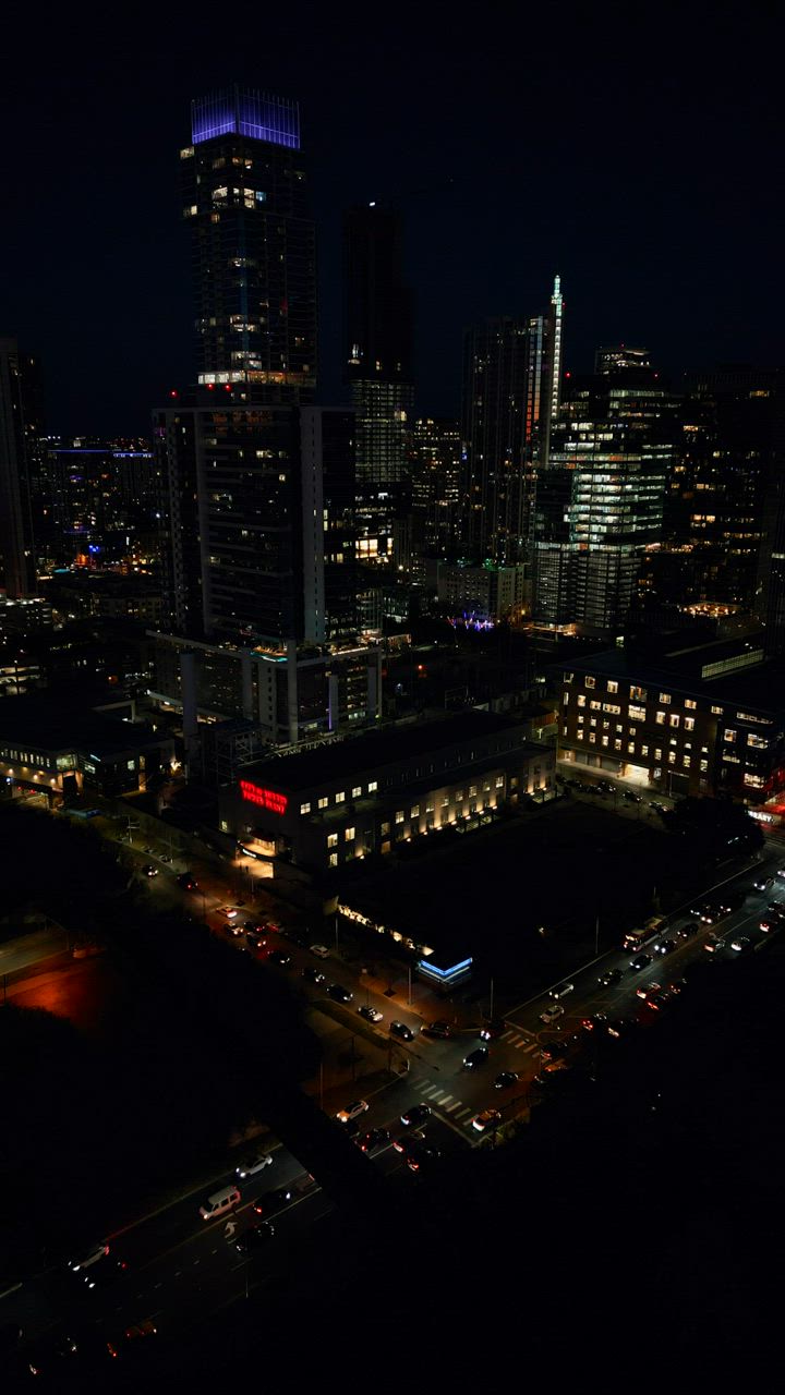 Big city at night from an aerial shot - Free Stock Video