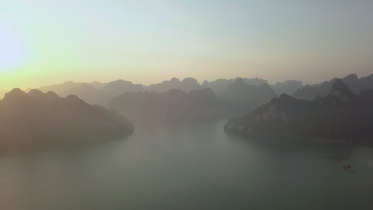 Landscape around a large lake from above - Free Stock Video
