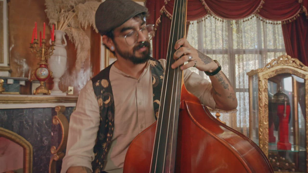 Talented Bass Player with Double Bass in Luxurious Setting - Free Stock ...