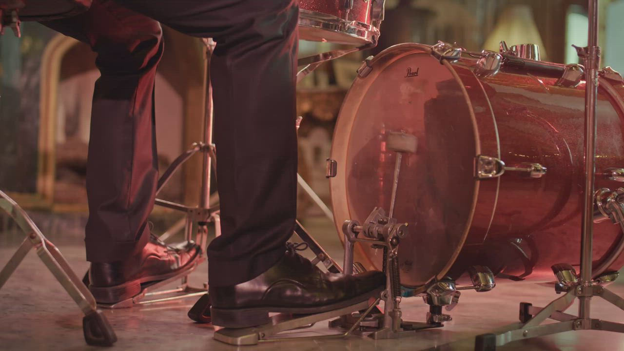 Feet of a drummer when playing the drums - Free Stock Video