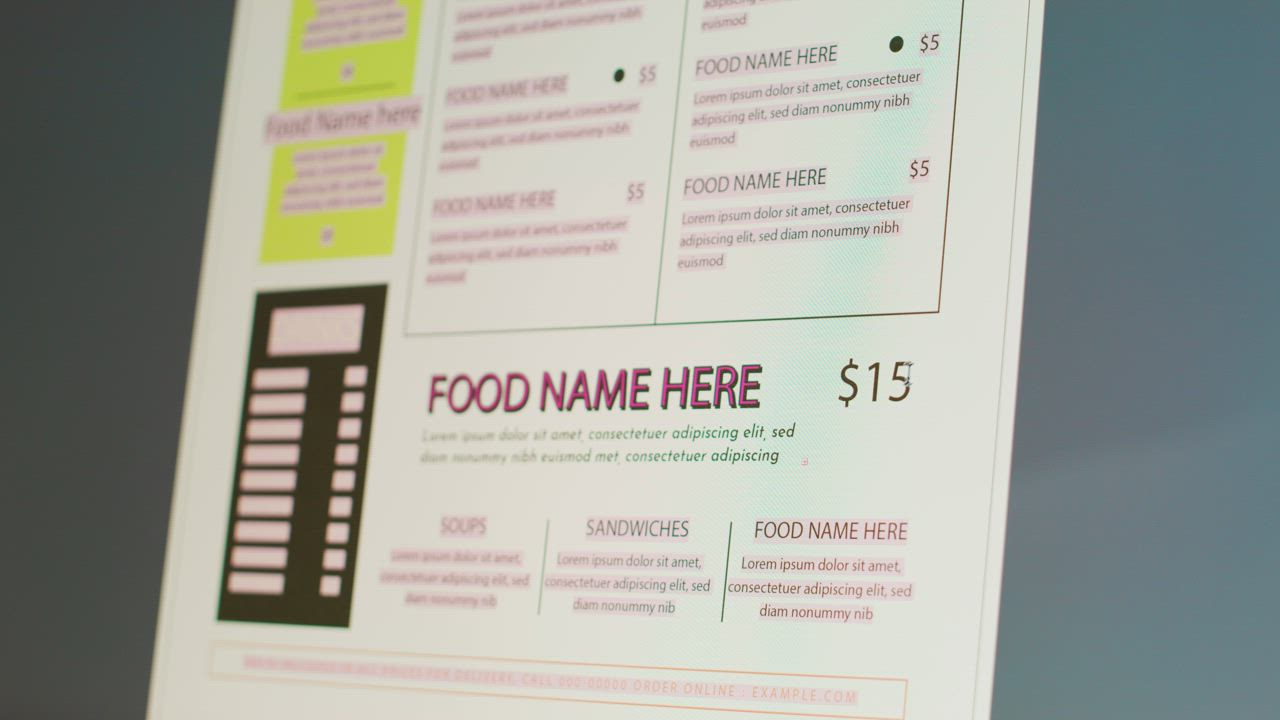 Editing a restaurant menu template on the computer software - Free ...