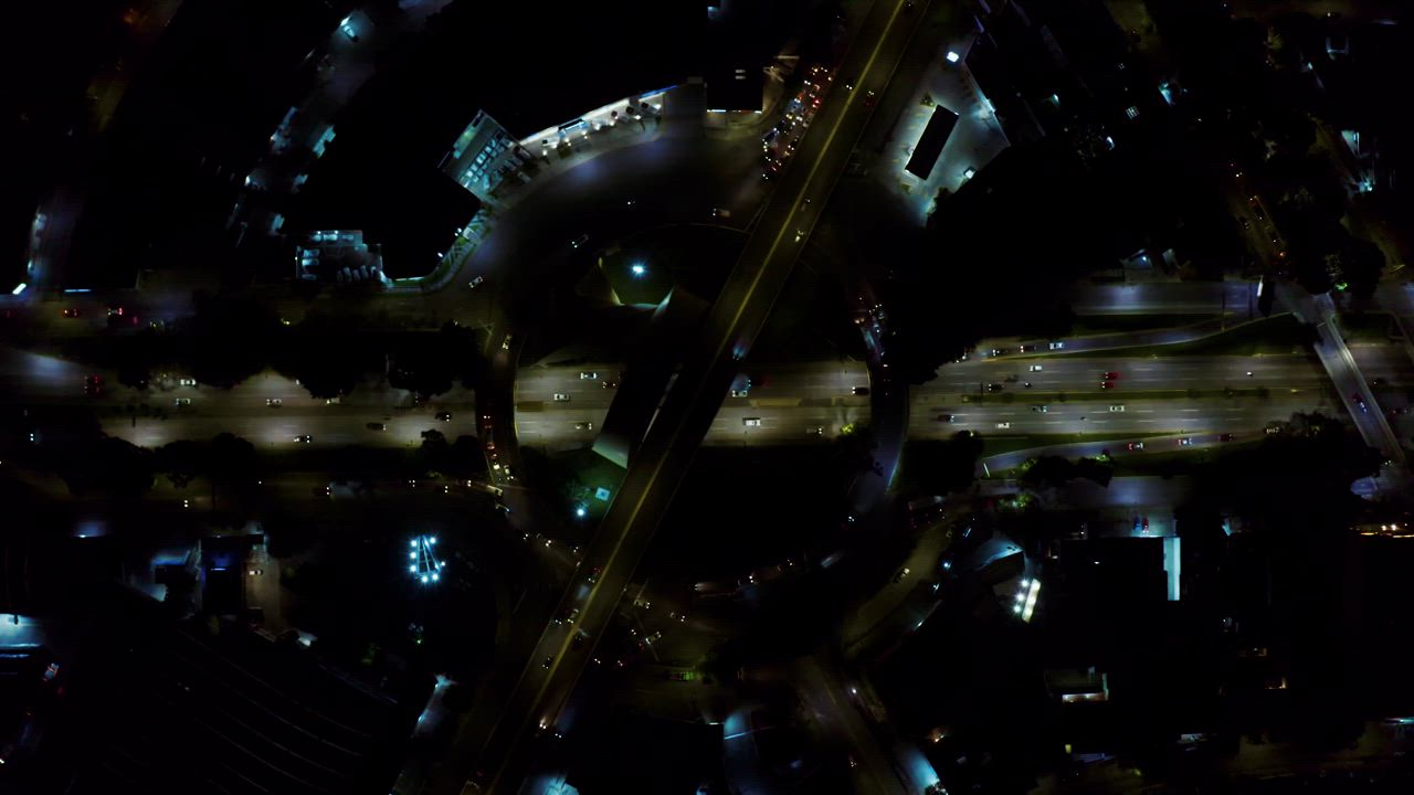 Top view of the traffic around going a roundabout at night - Free Stock ...