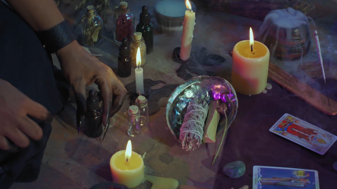 A mystical creature adds the final poison drops to the mortar mixture ...