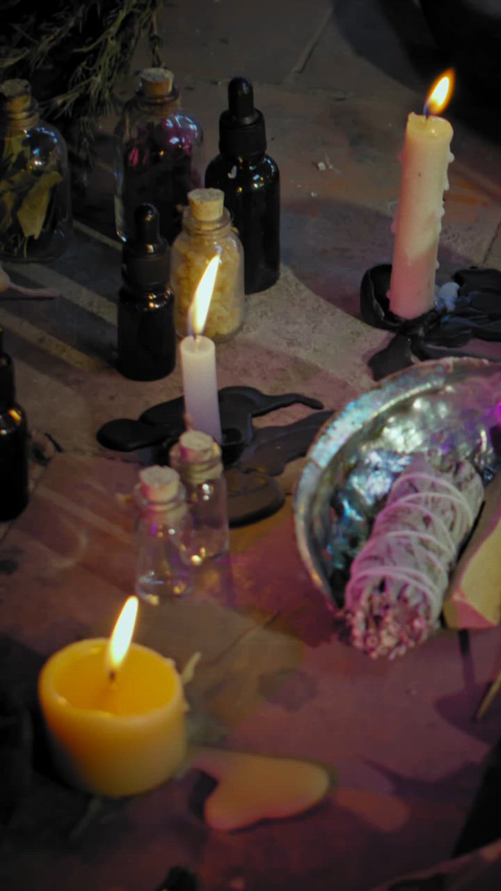 Close up shot of the mystical ritual objects - Free Stock Video