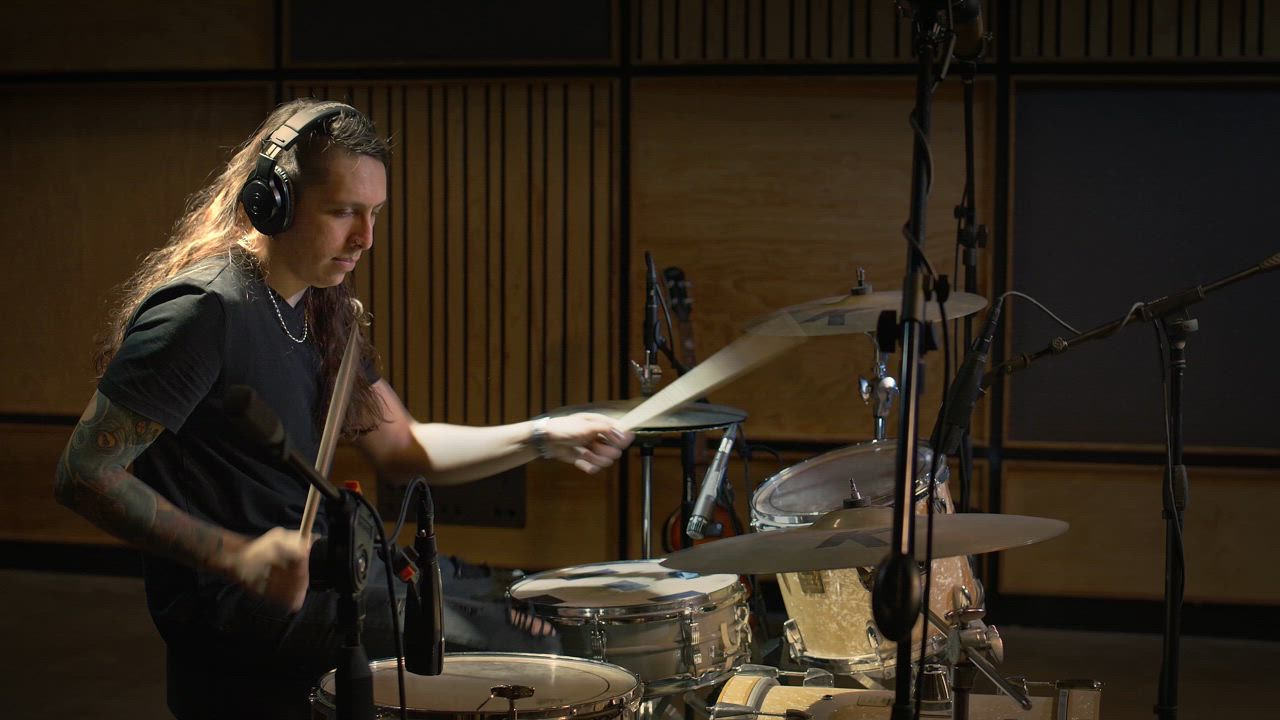 Drummer playing with great skill in a studio - Free Stock Video