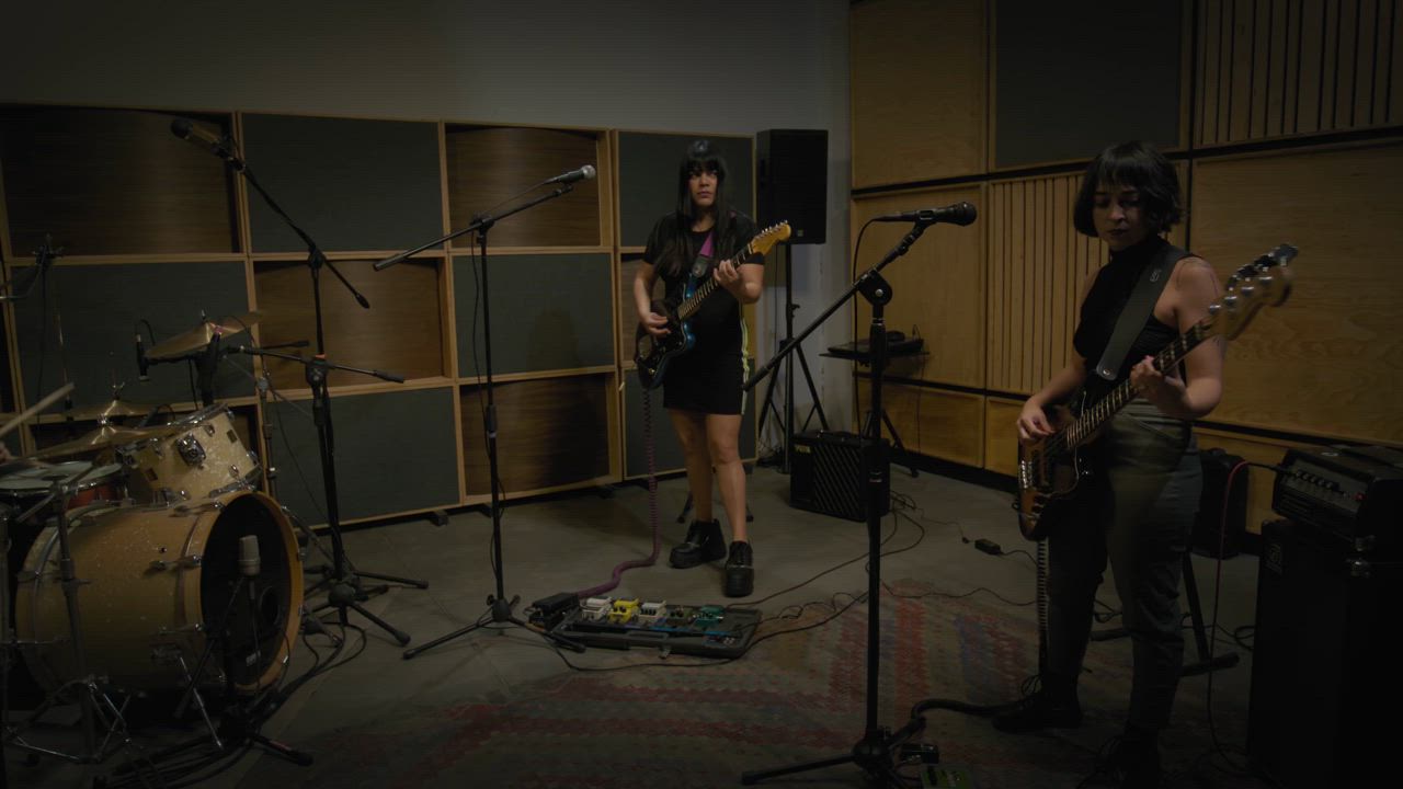 Musical band of three girls, playing in a studio - Free Stock Video