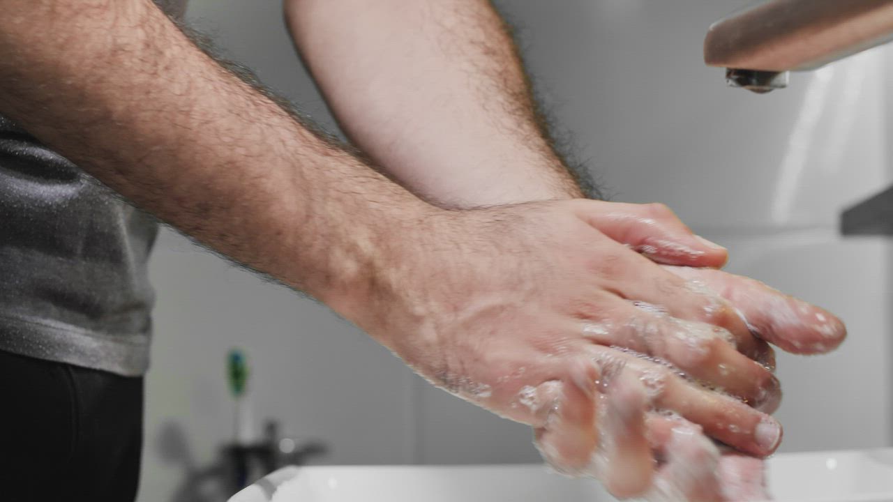 Man washing his hands with soap, detailed view - Free Stock Video