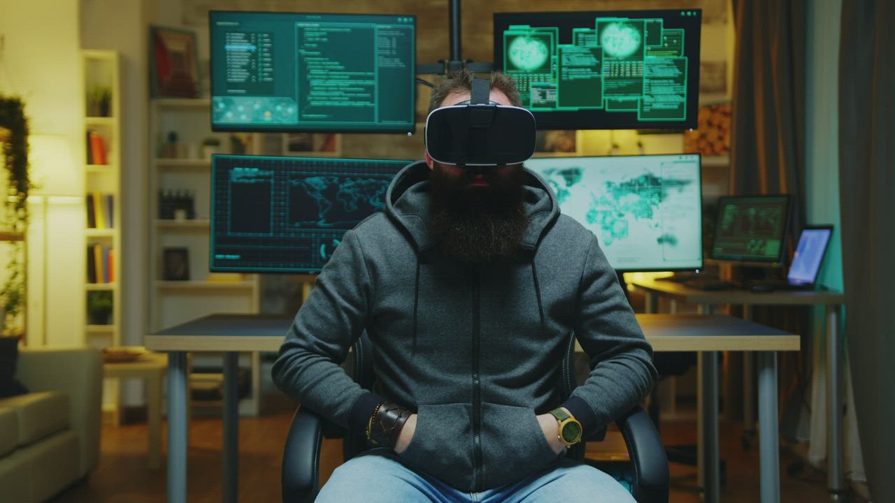 Hacker using VR - Free Stock Video