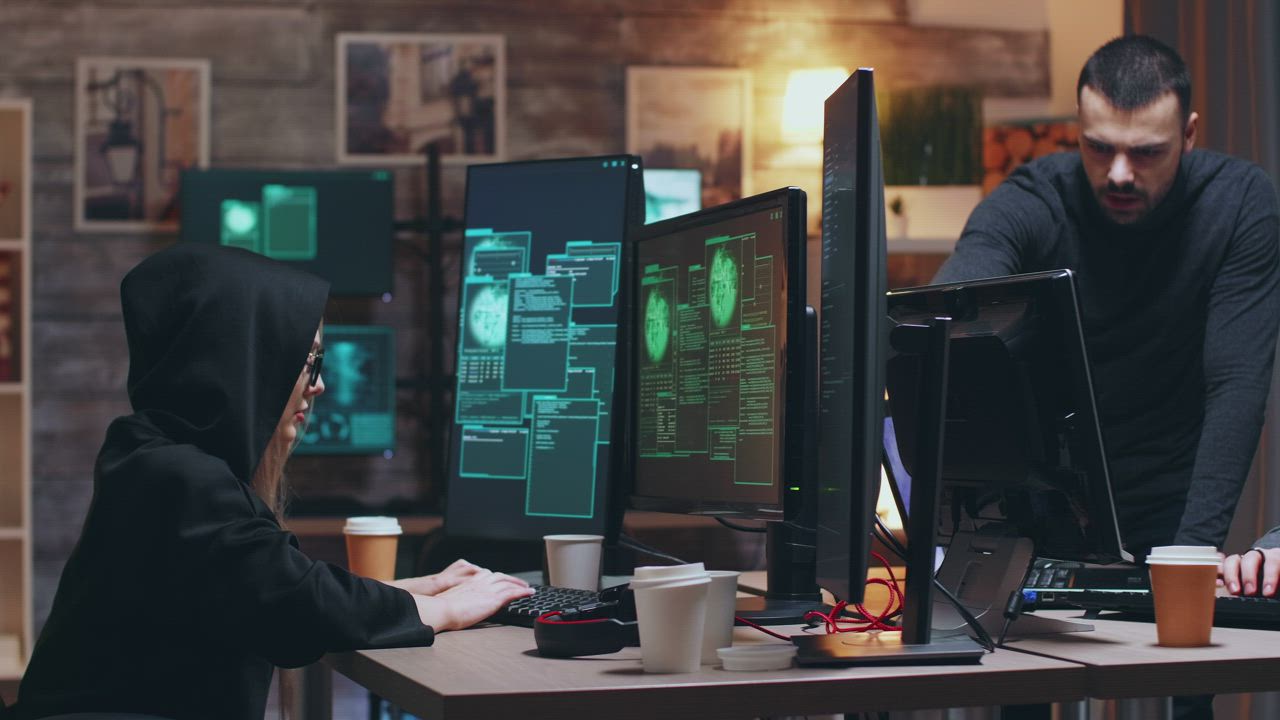 Group of hackers working - Free Stock Video