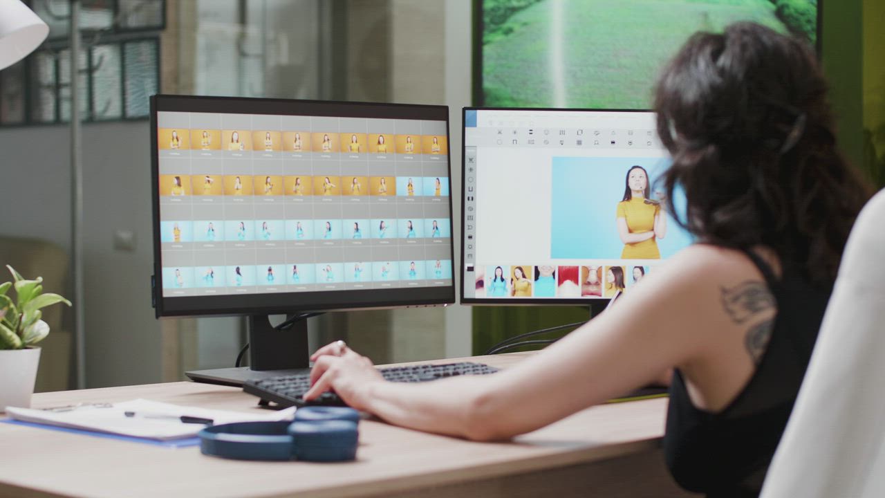 Female editor working on a video - Free Stock Video