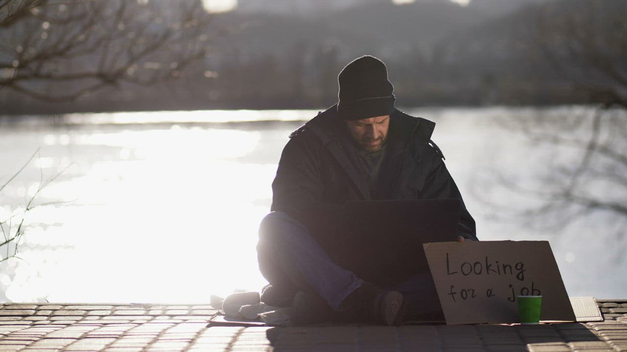 Homeless man asking for work - Free Stock Video