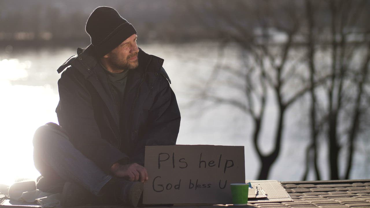 Homeless man asking for help - Free Stock Video