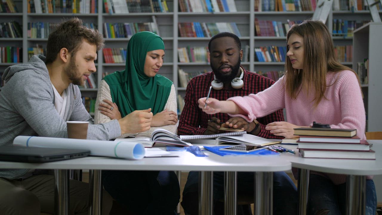 Group of students working hard - Free Stock Video