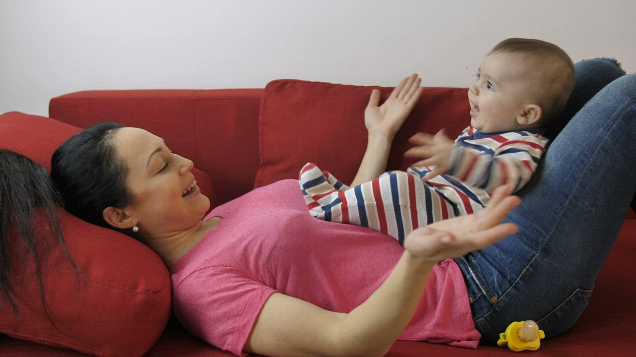 Mother with her excited baby - Free Stock Video