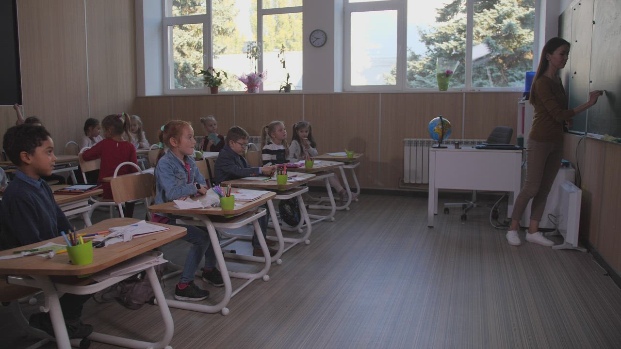 Boy answering a question in class - Free Stock Video